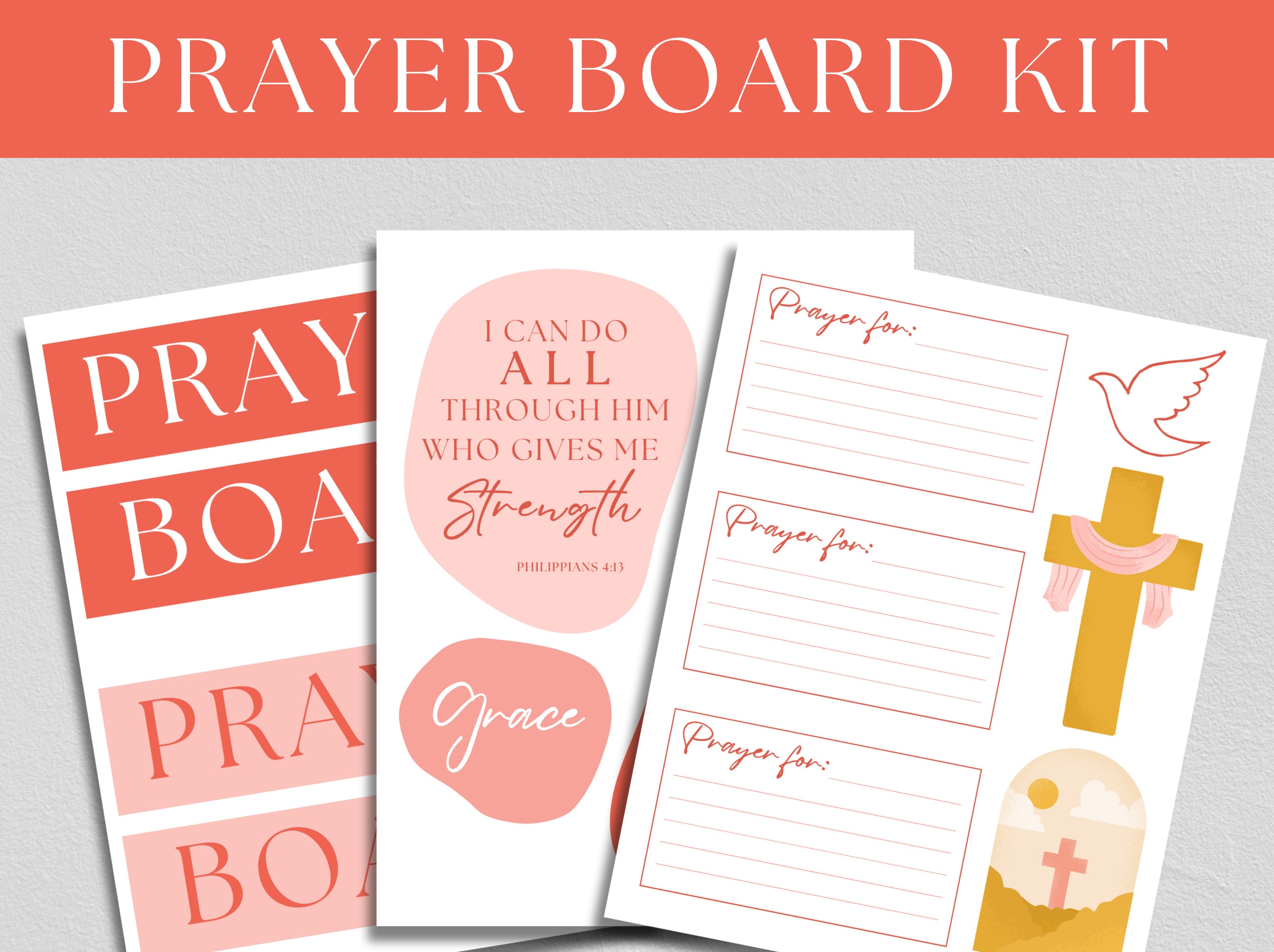 Prayer Board Starter Kit | Pink Prayer Board Template - Etsy