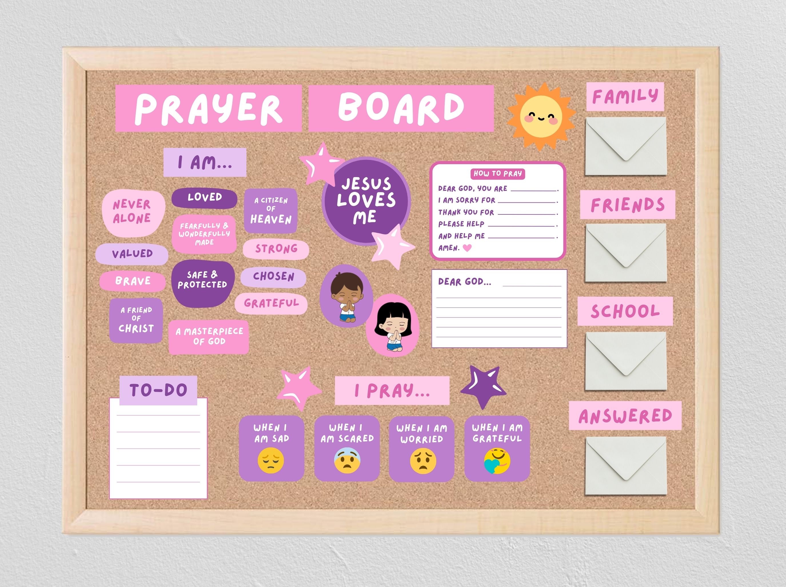 Kids Prayer Board Starter Kit Prayer Board Template for Kids - Etsy