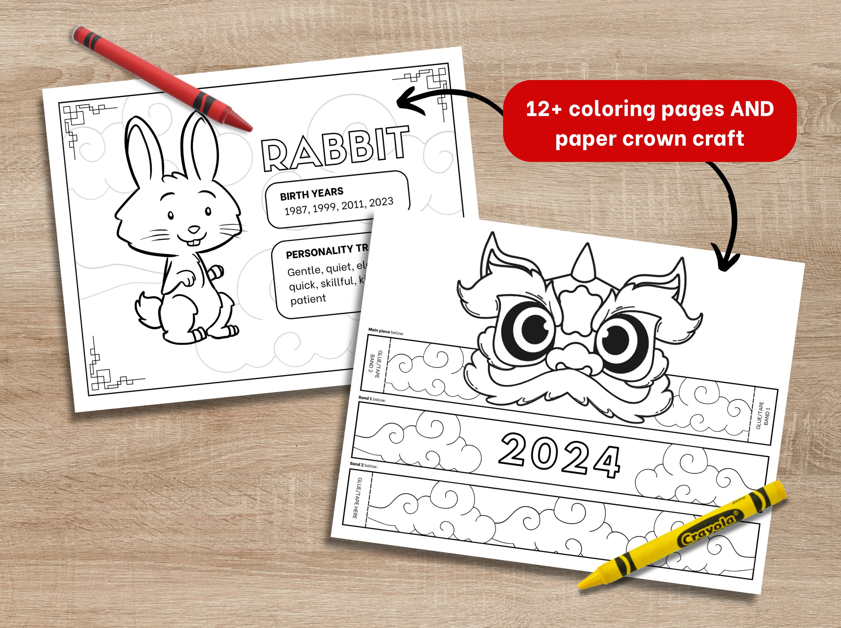 BUNDLE Lunar New Year 2024 Lunar New Year Paper Crown Craft AND Chinese ...