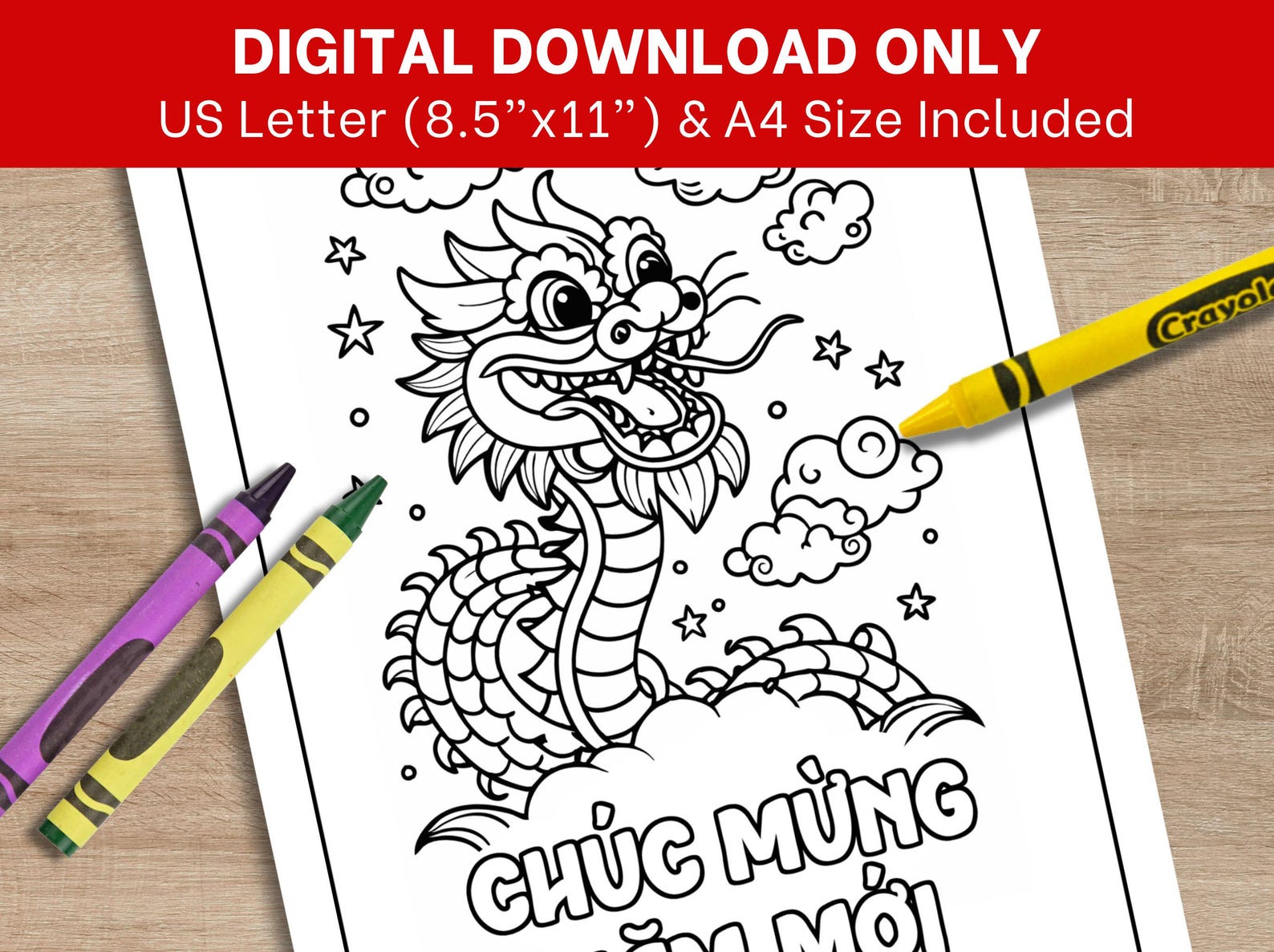 Tết Coloring Pages: Vietnamese Lunar New Year Activity (PDF) - Etsy