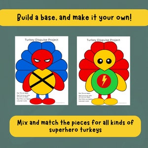 Superhero Turkey in Disguise Kit: Kids Thanksgiving Craft (digital ...