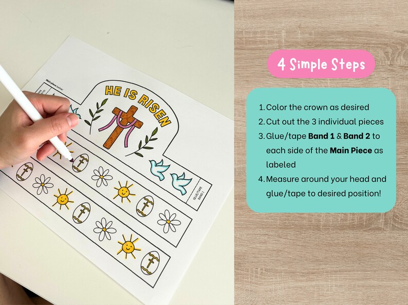 He is Risen Easter Paper Crown Craft Christian Catholic Craft Coloring ...