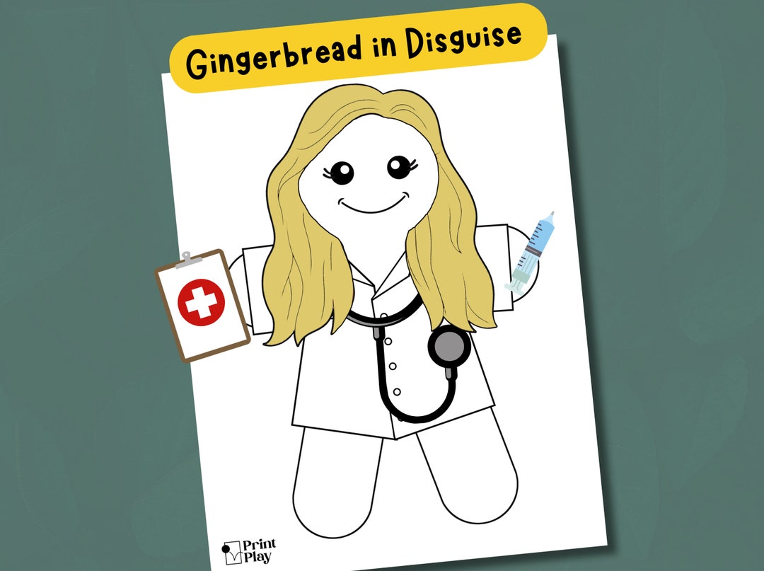 Doctor Gingerbread Disguise | Kids' Gingerbread Craft Template - Etsy