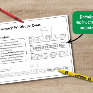 St Patrick's Day Paper Crown Craft | Leprechaun Hat Craft | Coloring ...