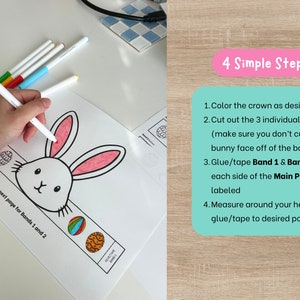 Easter Bunny Paper Crown Craft: Kid's Coloring Activity (PDF File) - Etsy