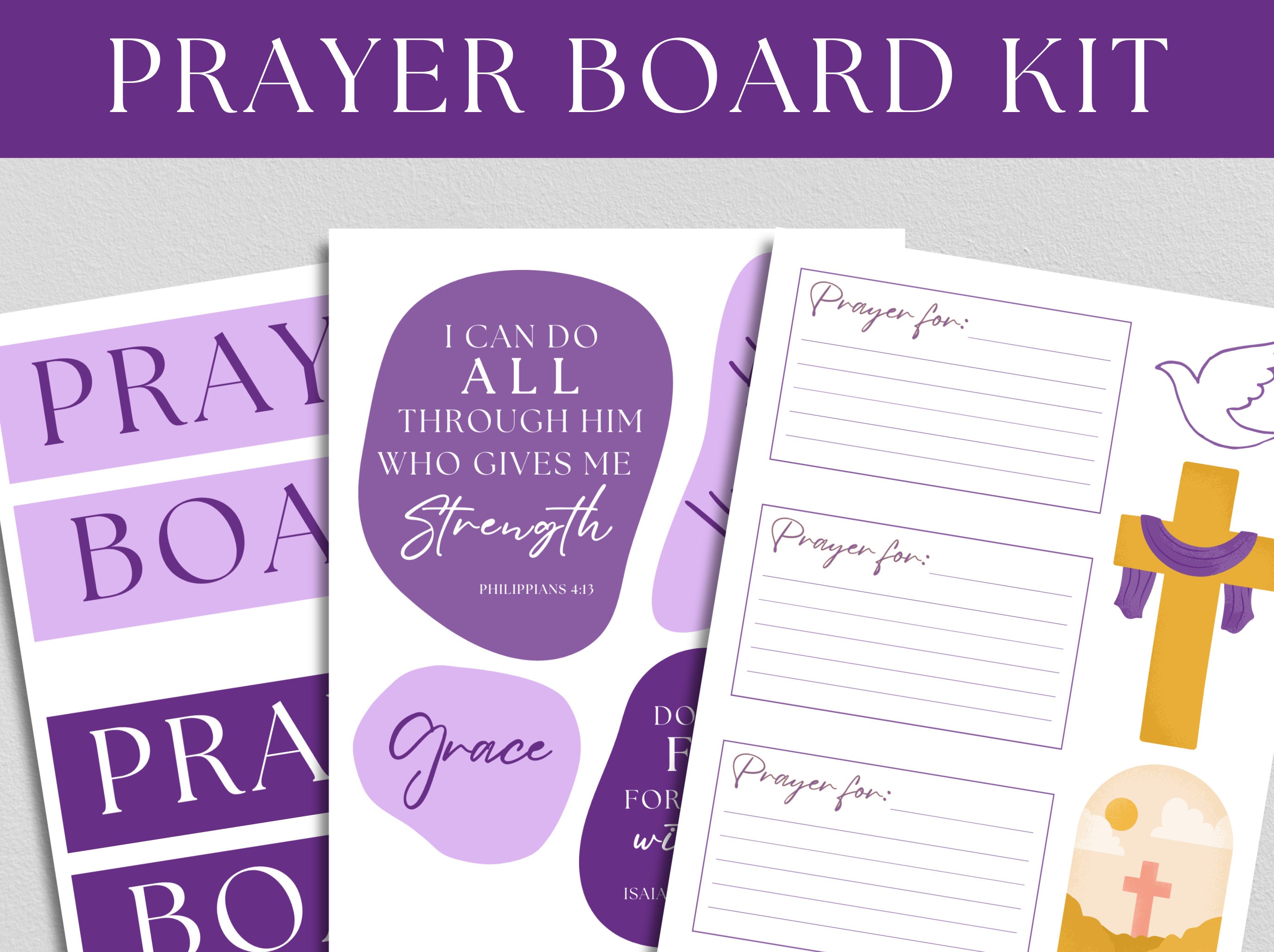 Purple Prayer Board Starter Kit: Printable Headers & Graphics (PDF) - Etsy