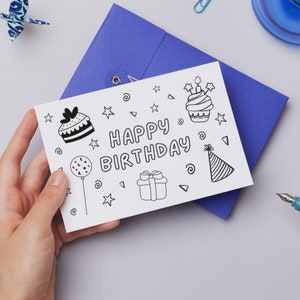 Printable Coloring Birthday Card: DIY Activity (PDF) - Etsy