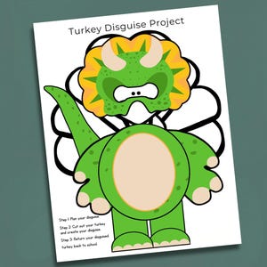 Dinosaur Turkey in Disguise Project: Kids Fall Craft (PDF) - Etsy