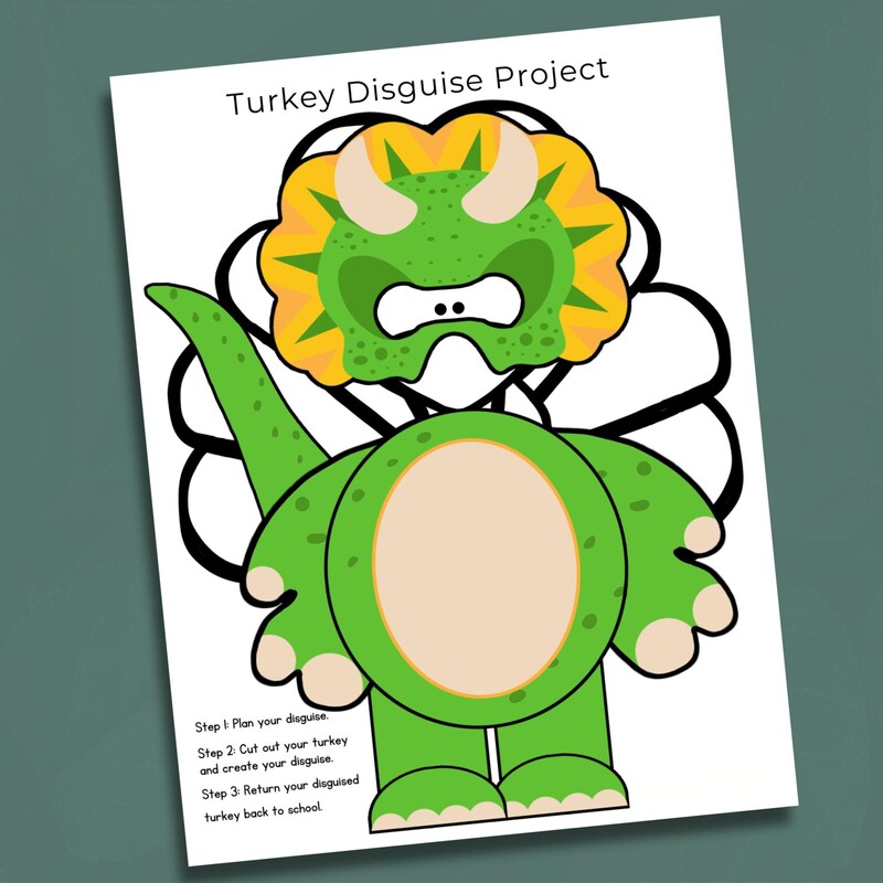 Turkey Disguise Dinosaur Template - Etsy