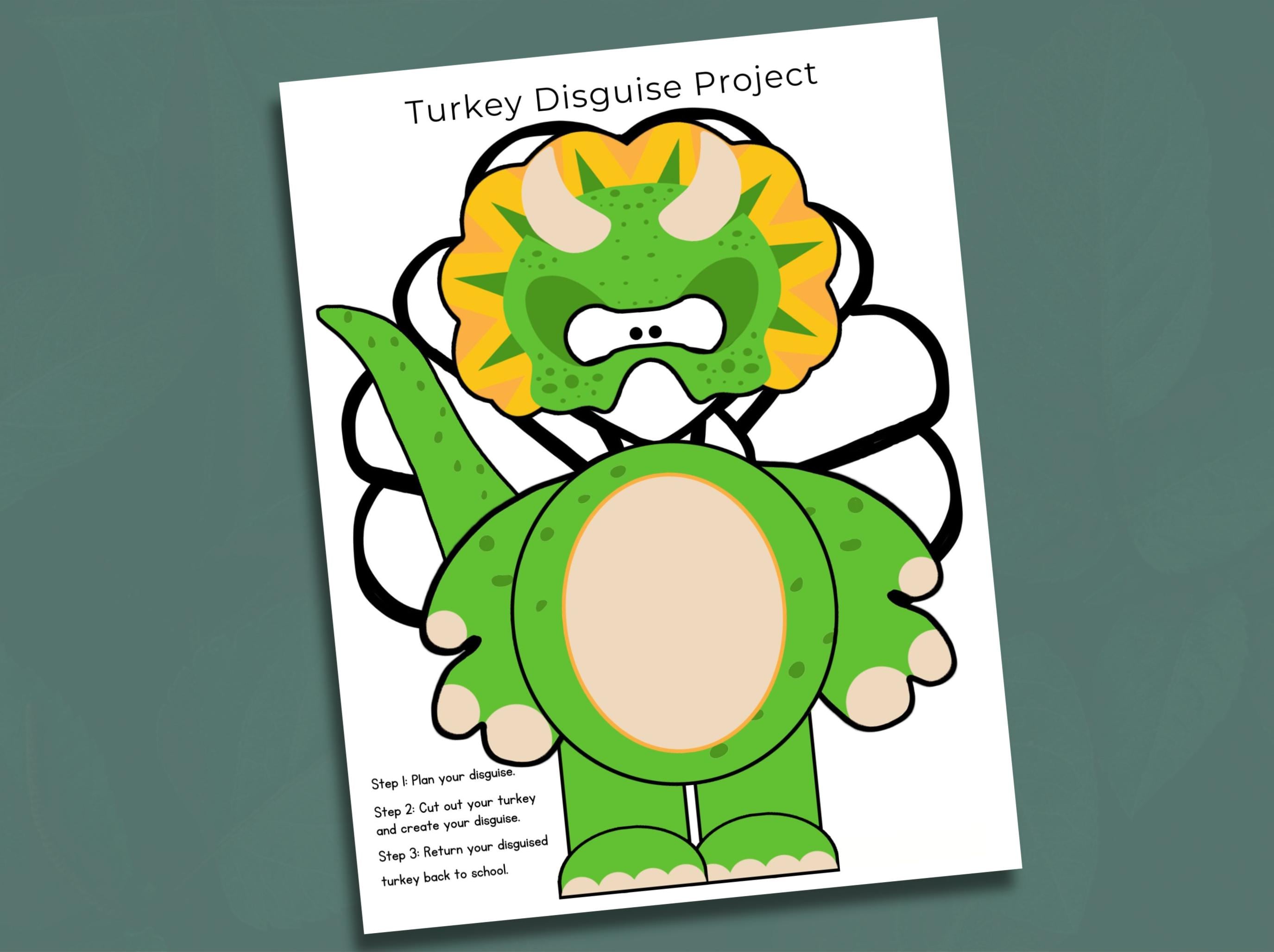 Dinosaur Turkey in Disguise Project: Kids Fall Craft (PDF) - Etsy