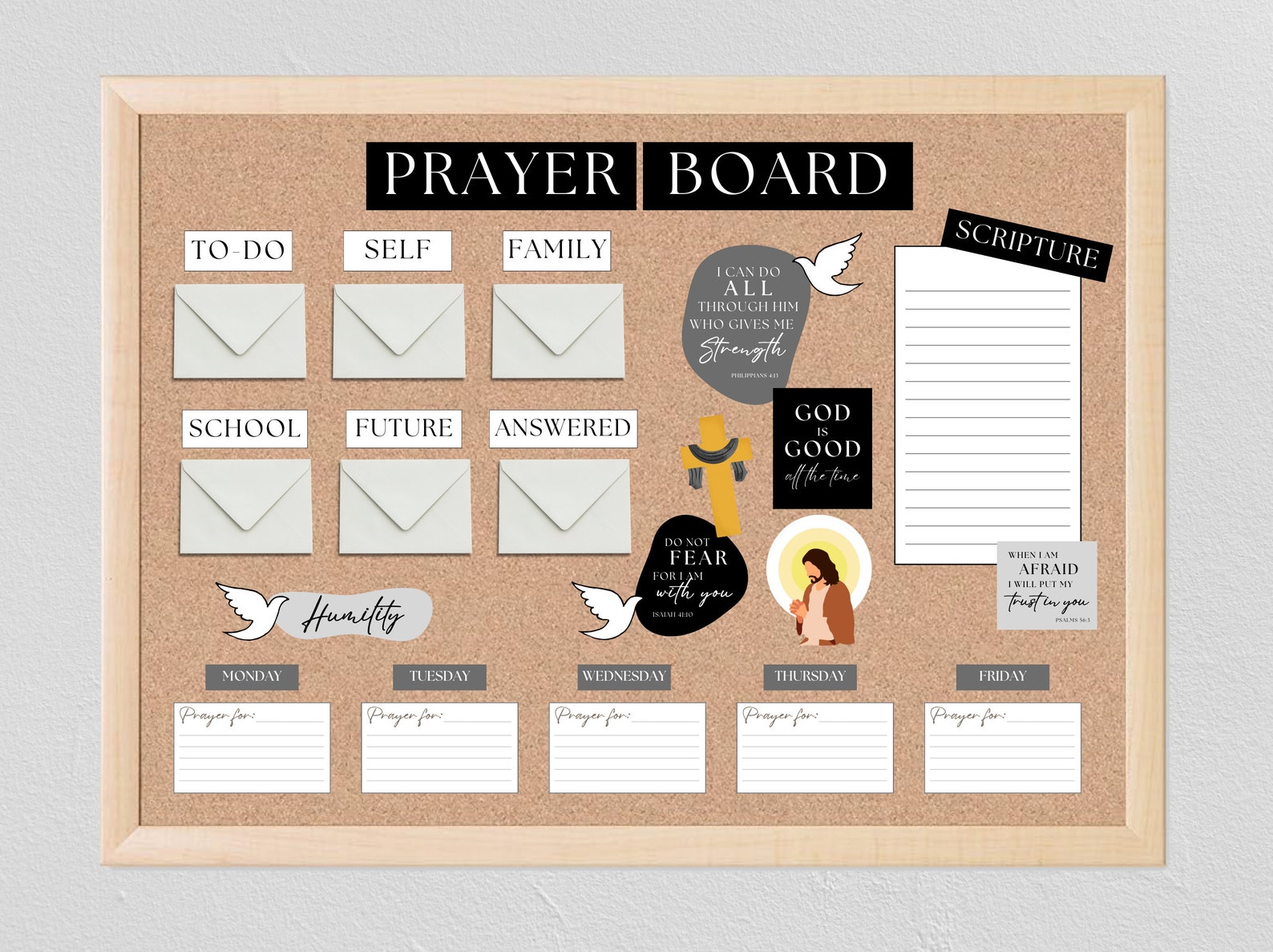 Prayer Board Starter Kit: Black & White Template (PDF) - Etsy