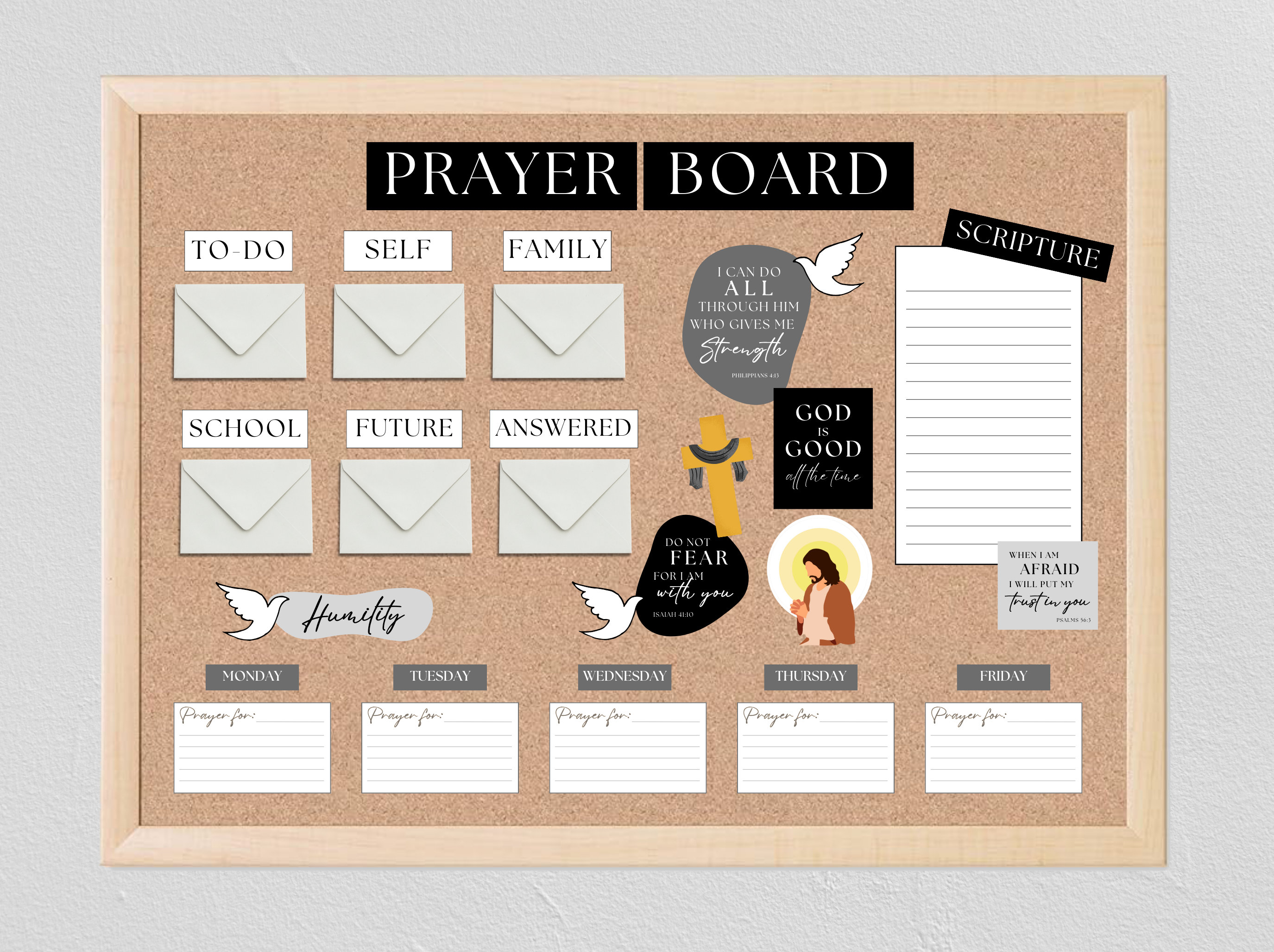 Prayer Board Starter Kit: Black & White Template (PDF) - Etsy