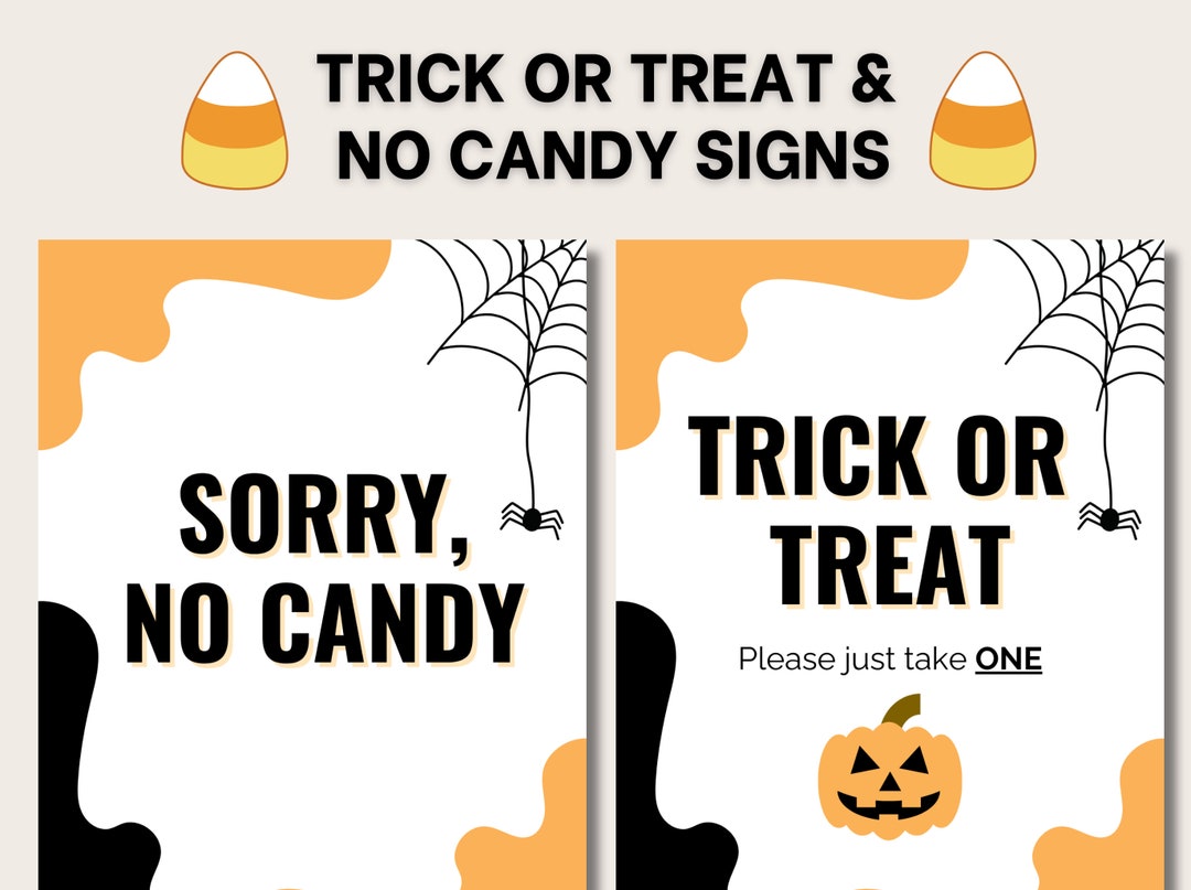 Halloween Trick or Treat Sign | Sorry, No Candy Sign | Printable ...