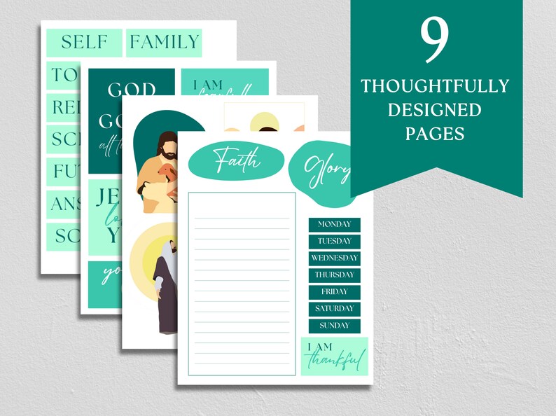 Prayer Board Starter Kit Mint Blue & Green Prayer Board Template - Etsy