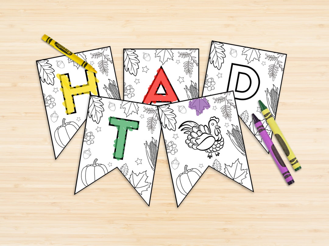 Printable Thanksgiving Coloring Banner | Kid's Activity| Instant ...