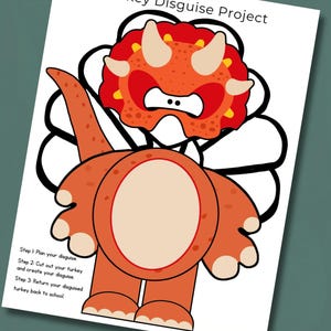 Dinosaur Turkey in Disguise Project: Kids Fall Craft (PDF) - Etsy