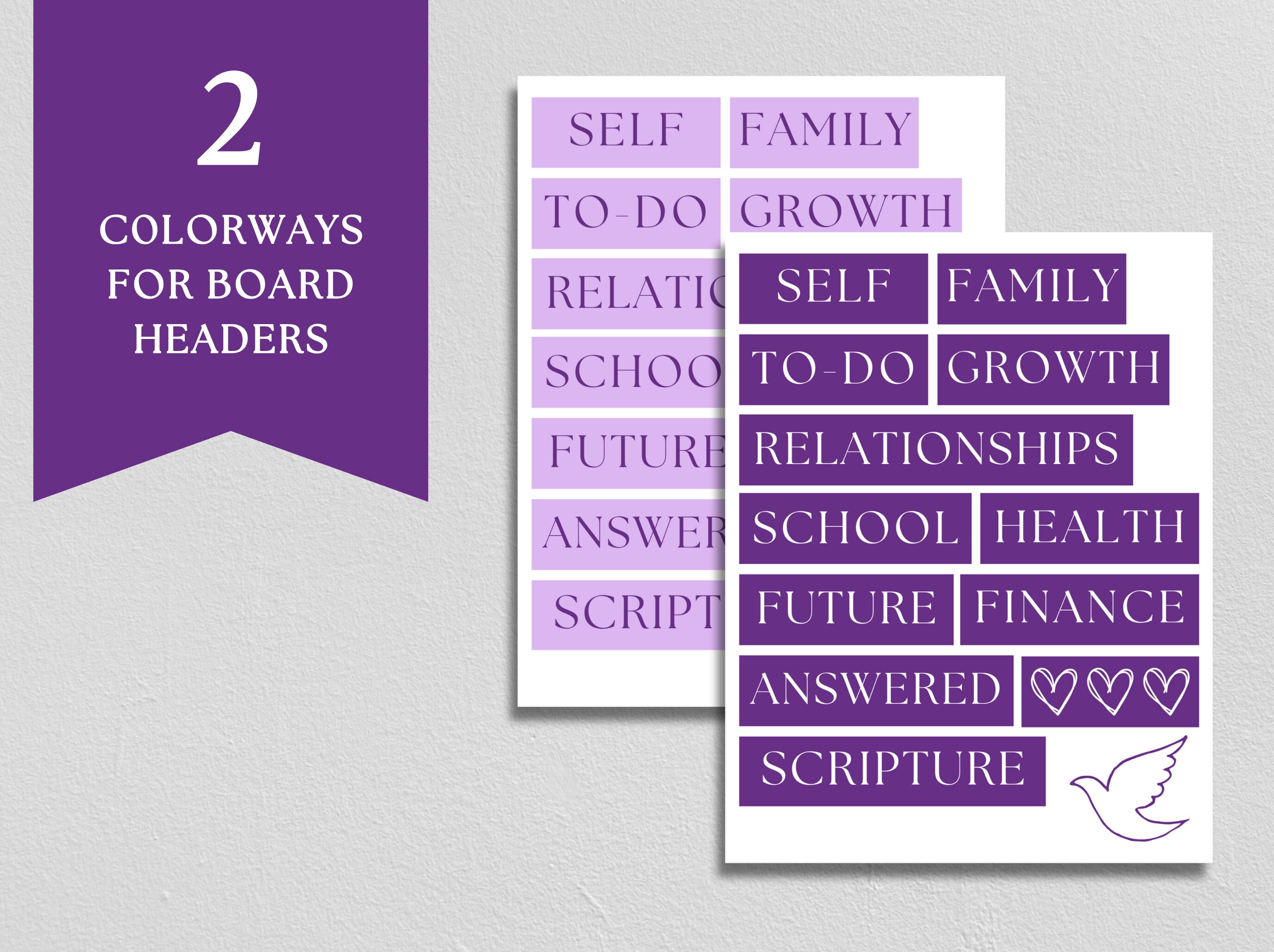 Purple Prayer Board Starter Kit: Printable Headers & Graphics (PDF) - Etsy