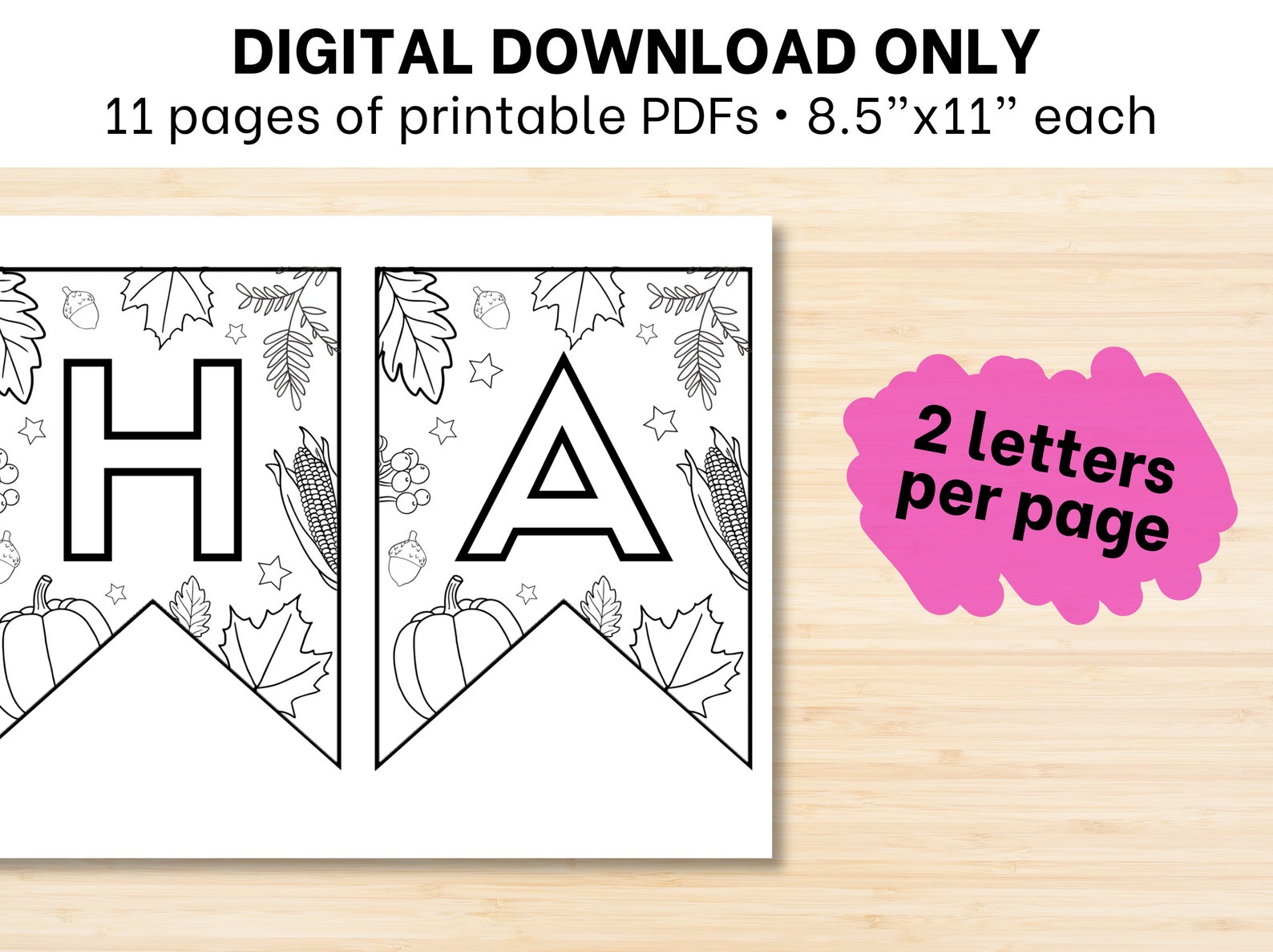 Printable Thanksgiving Coloring Banner | Kid's Activity| Instant ...