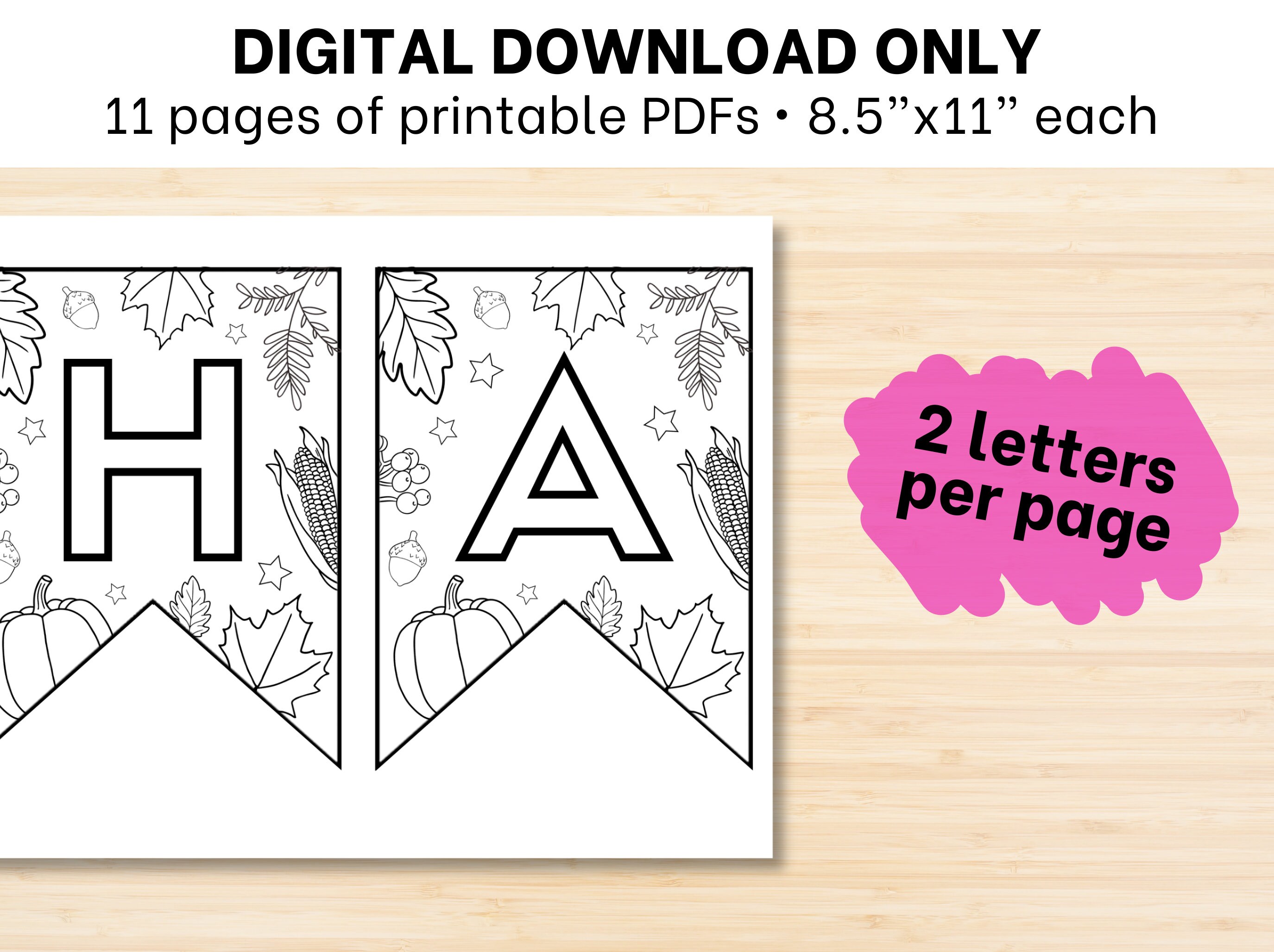 Printable Thanksgiving Coloring Banner | Kid's Activity| Instant ...