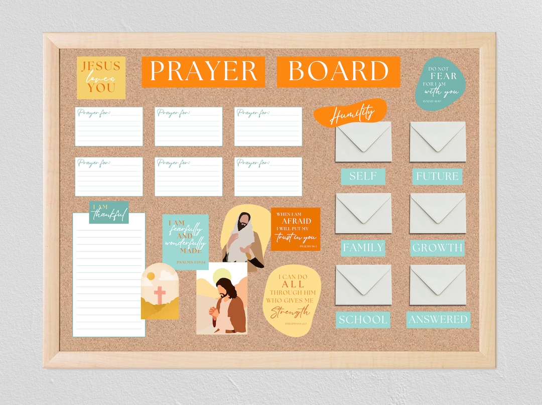 Prayer Board Starter Kit | Orange, Blue, Yellow Prayer Board Template ...