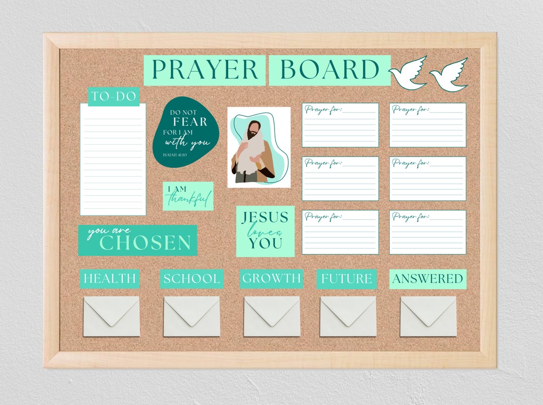Prayer Board Starter Kit | Mint Blue & Green Prayer Board Template - Etsy