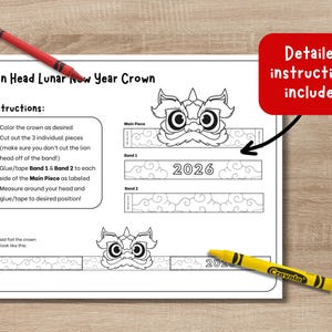 Lunar New Year Lion Dance Paper Crown Craft (PDF Pattern) - Etsy