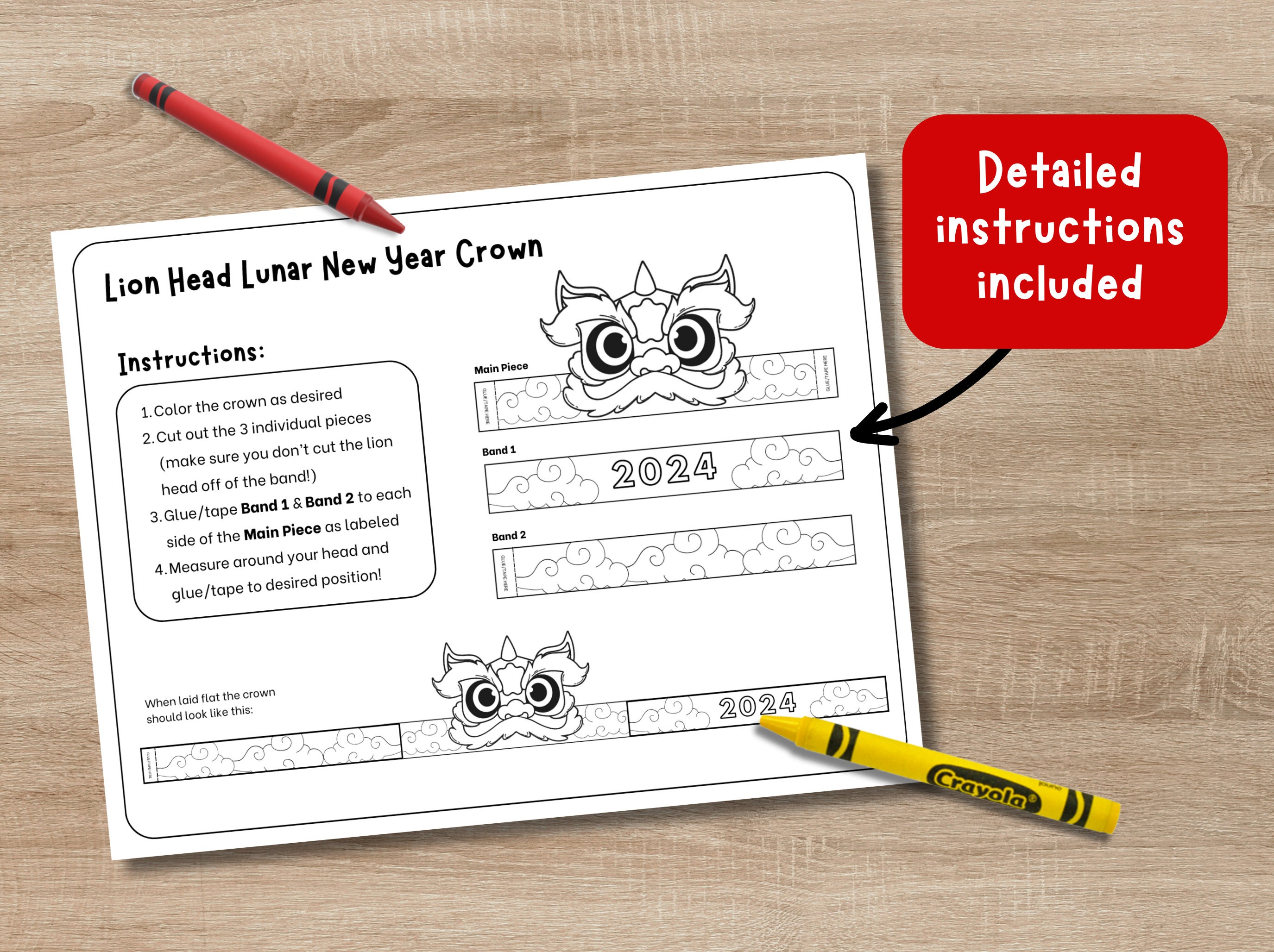 Lunar New Year Paper Crown Craft Chinese New Year 2024 Craft Year of ...