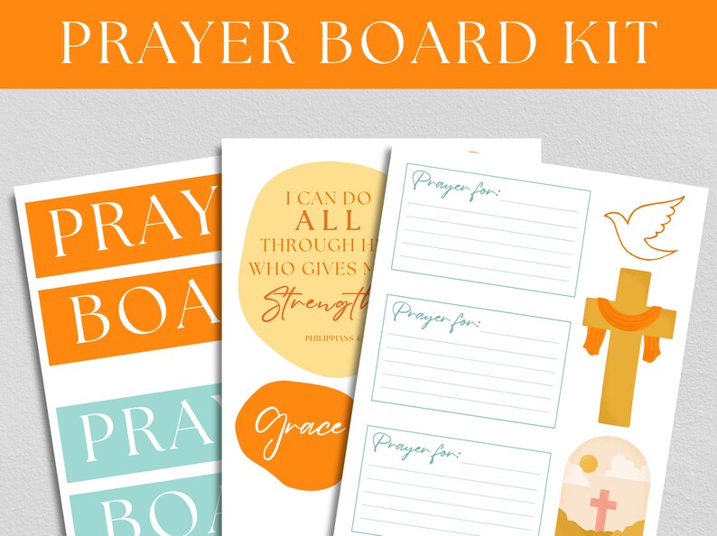 Prayer Board Starter Kit Orange, Blue, Yellow Prayer Board Template - Etsy