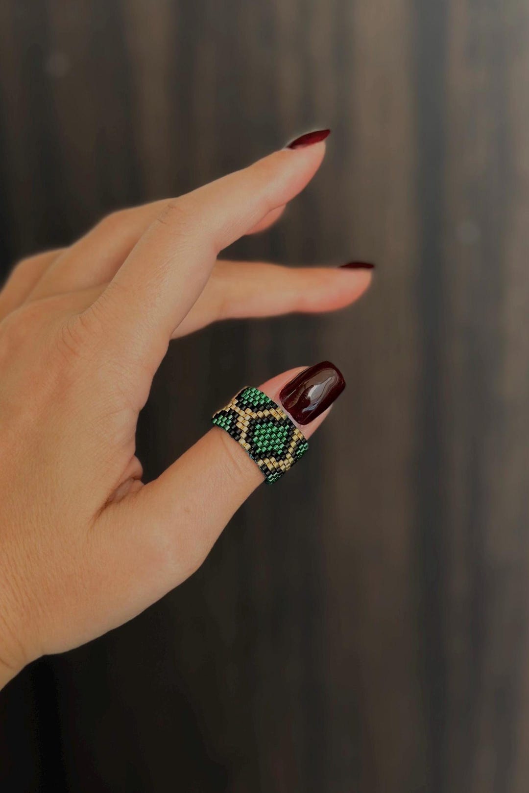 Handmade Snake Print Beaded Ring: Miyuki Seed Bead Ring - Etsy