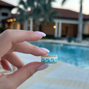 Wave Beaded Ring, Hand Made Ring, Miyuki Beaded Ring, Summer Style Ring ...