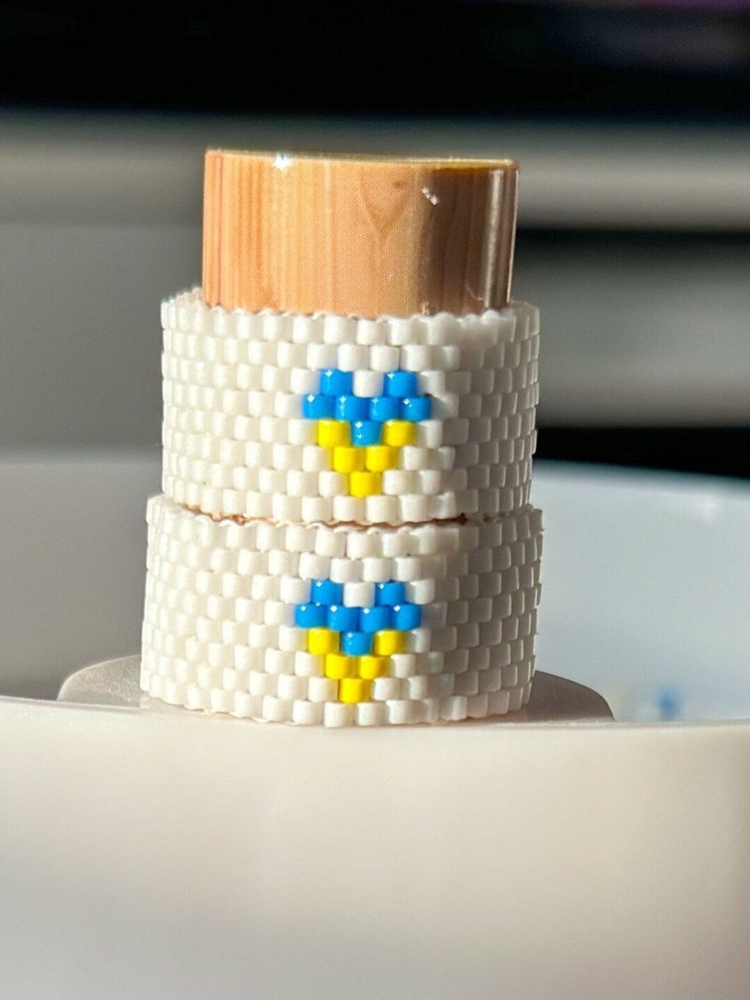 Ukrainian Flag Heart Ring Handmade Miyuki Ring - Etsy