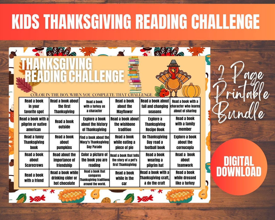 30 Day Kids Thanksgiving Reading Challenge, Kids Printable Coloring ... 30 Day Kids Thanksgiving Reading Challenge, Kids Printable Coloring ...