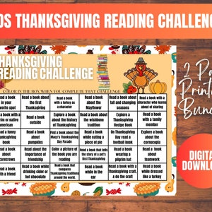 30 Day Kids Thanksgiving Reading Challenge, Kids Printable Coloring ...