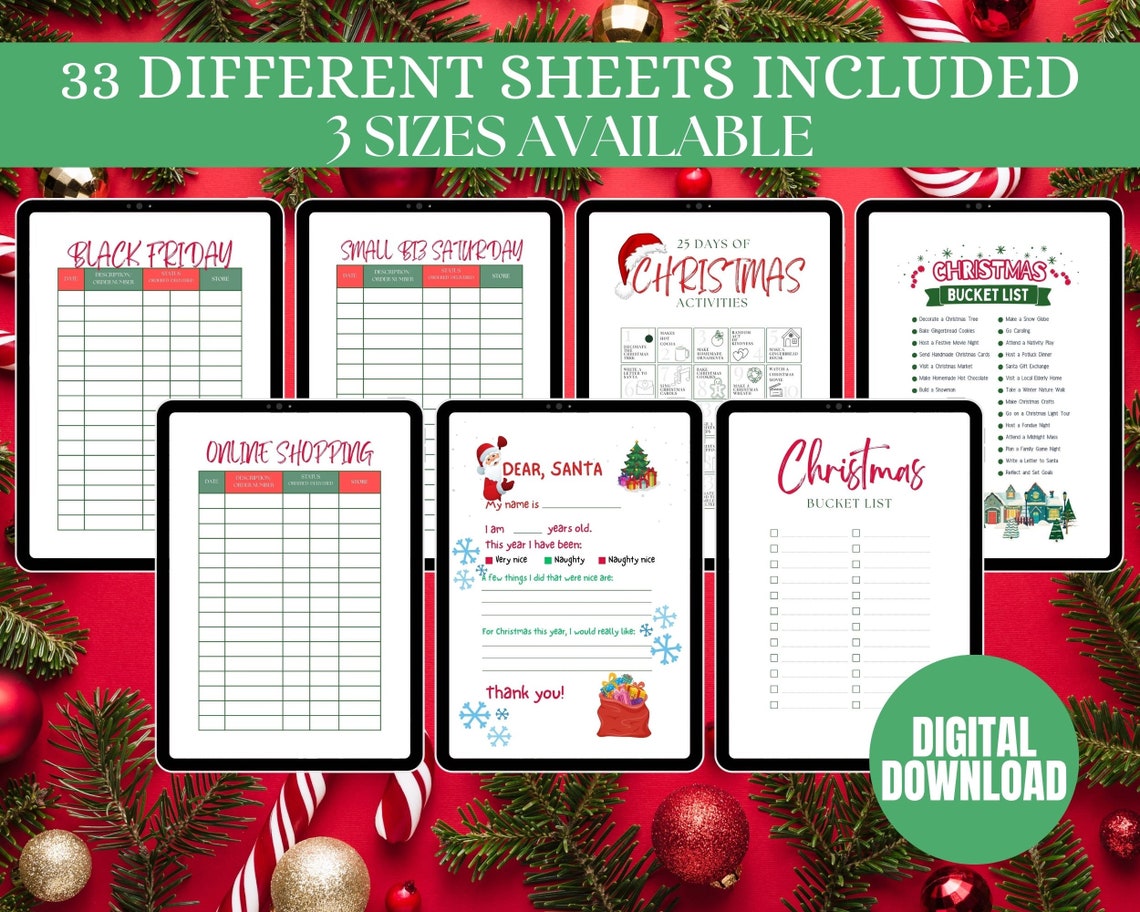 Christmas Planner Printable, Digital Planner, Digital Christmas Planner ...