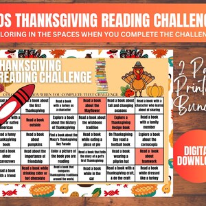 30 Day Kids Thanksgiving Reading Challenge, Kids Printable Coloring ...