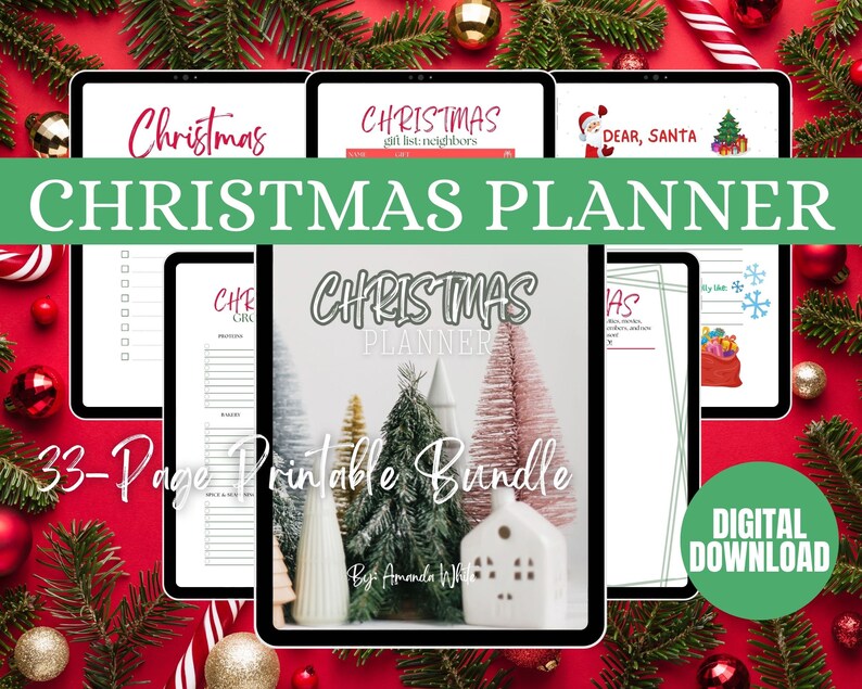 Christmas Planner Printable, Digital Planner, Digital Christmas Planner ...