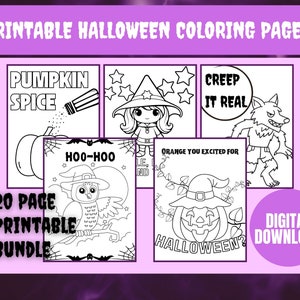 Printable Halloween Childrens Coloring Pages, Digital Downloadable ...