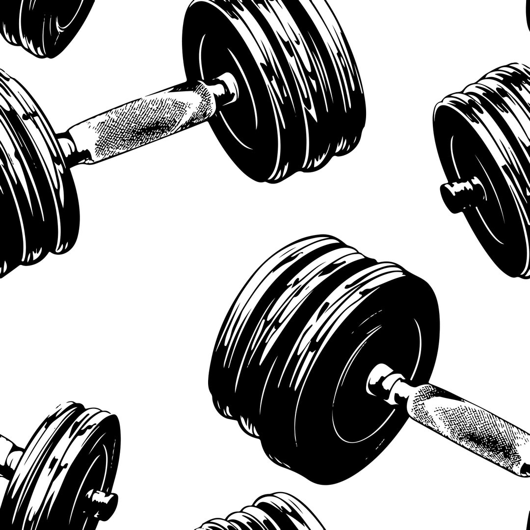 Barbell Black and White Seamless Repeat Pattern, Printable, Surface ...