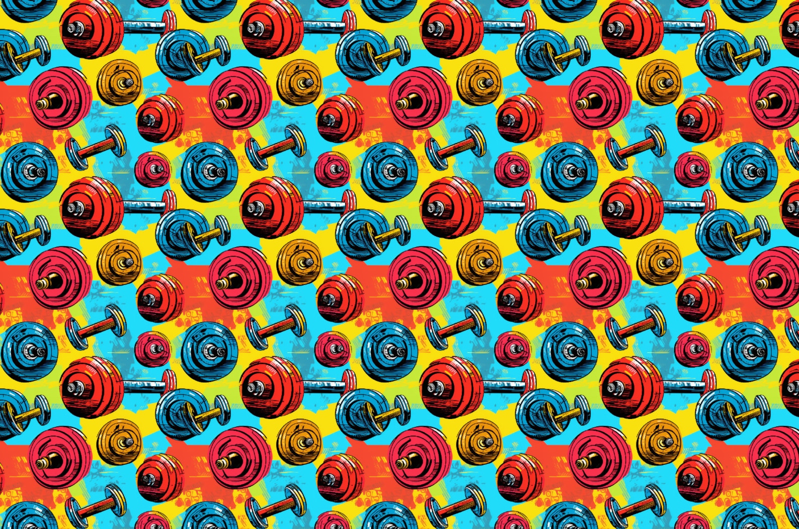 Barbell Comic 2 - Seamless Repeat Pattern, Printable, Surface Pattern ...