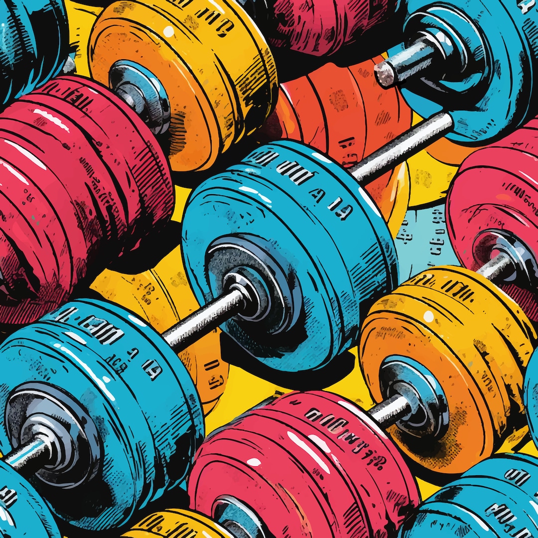 Barbell Comic Seamless Repeat Pattern, Printable, Surface Pattern for ...