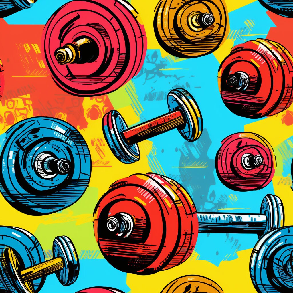 Barbell Comic 2 - Seamless Repeat Pattern, Printable, Surface Pattern ...
