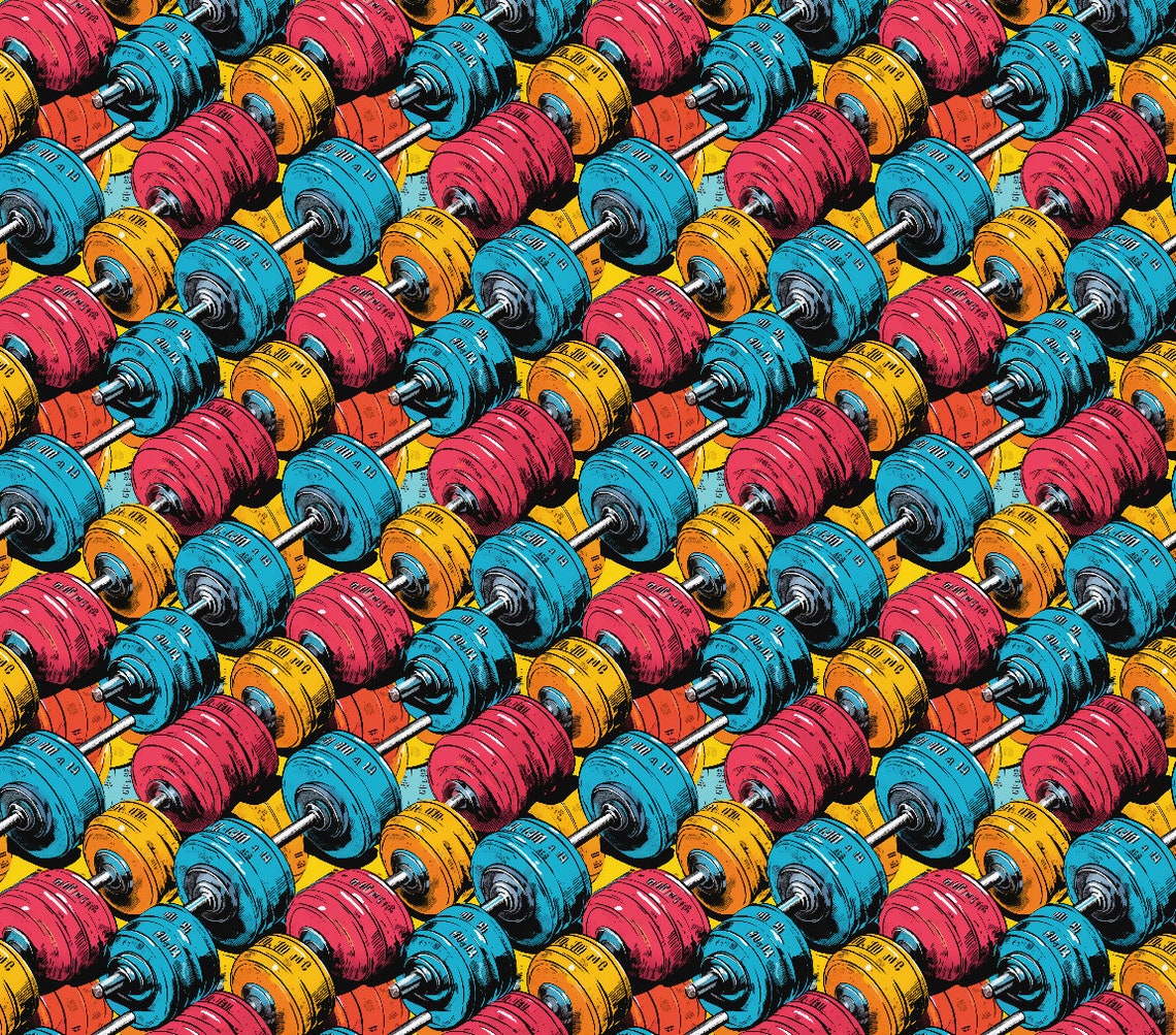 Barbell Comic Seamless Repeat Pattern, Printable, Surface Pattern for ...