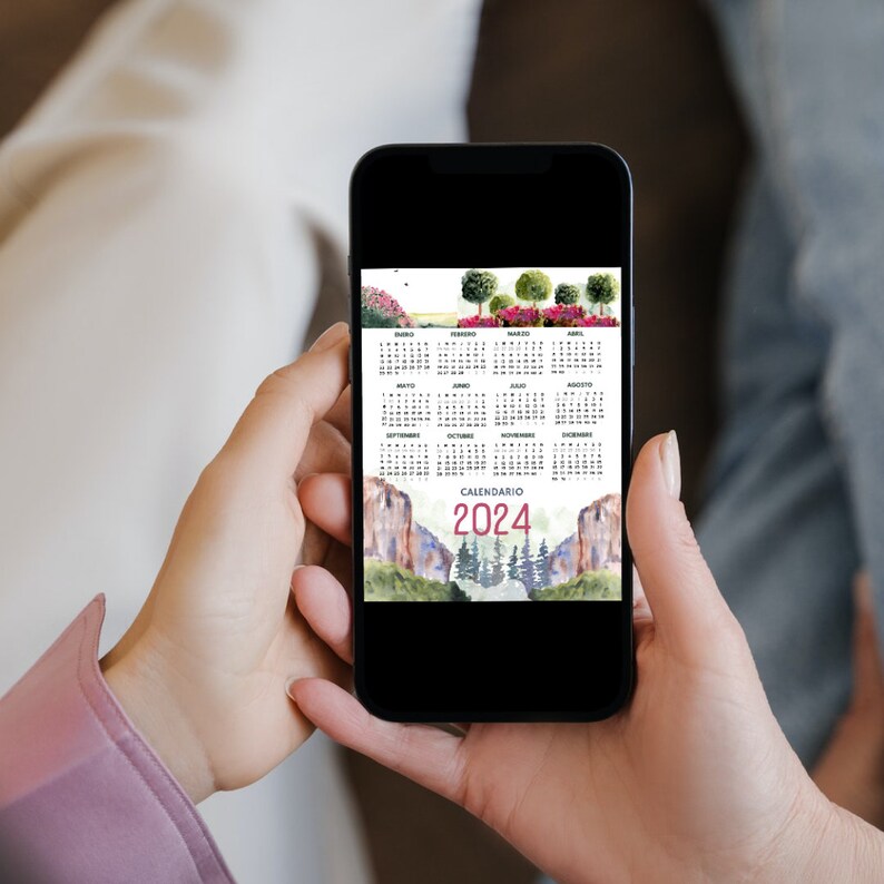 Printable 2024 Calendar, Digital Download in PDF and PNG Format ...