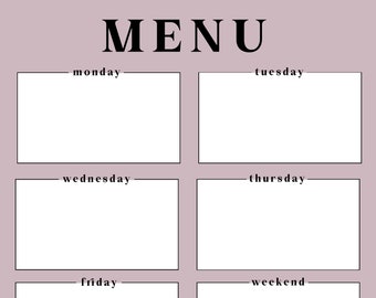 Weekly Menu Printable oatmeal Colour - Etsy