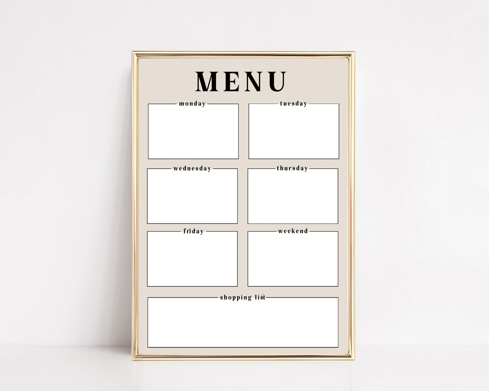 Weekly Menu Printable oatmeal Colour - Etsy