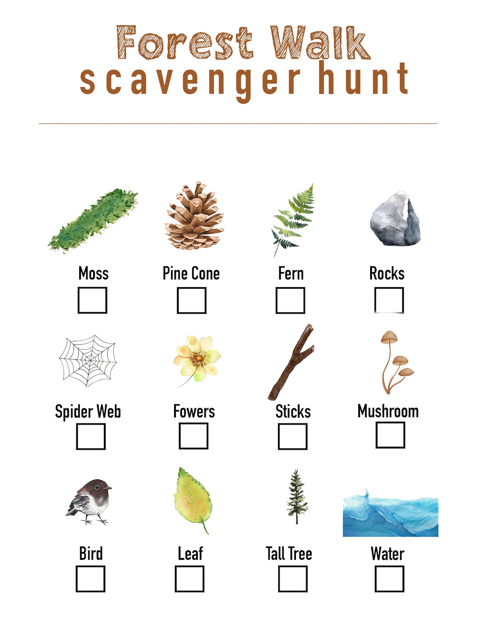 Printable Forest Walk Scavenger Hunt - Etsy