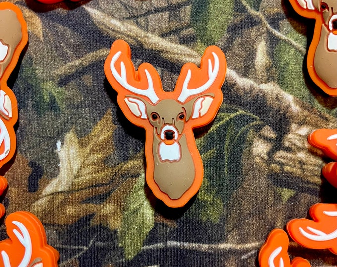 Orange Background and Brown Buck Deer Silicone Focal Bead / Crafting ...