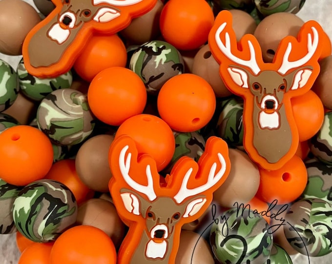 Orange Buck Focal Beads and Camouflage 15mm Silicone Bead Mix ...
