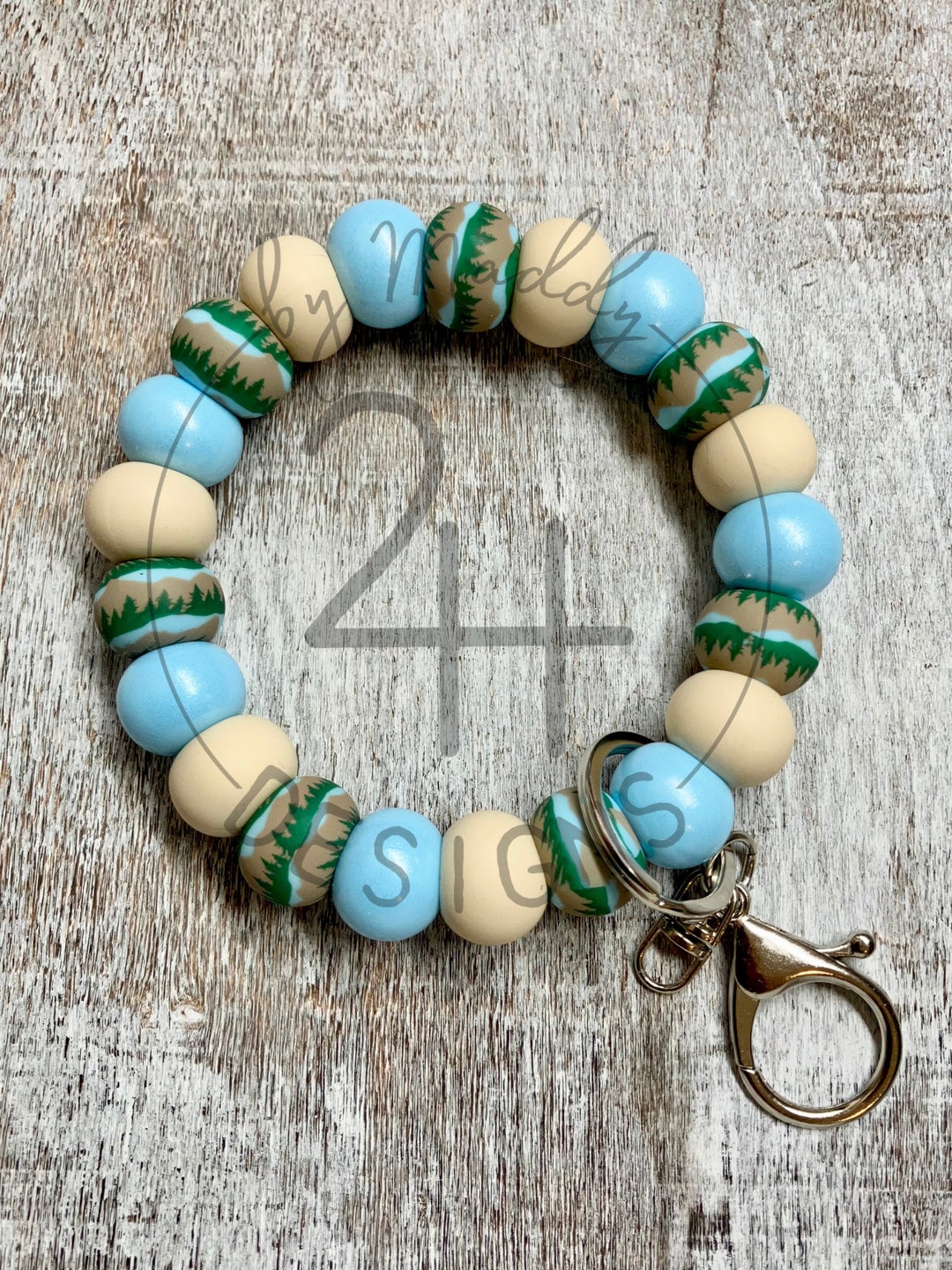 Mountainscape Print and Light Blue Key Ring Craft Kit / Keychain ...