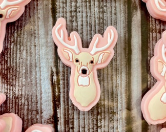 Orange Background and Brown Buck Deer Silicone Focal Bead / Crafting ...